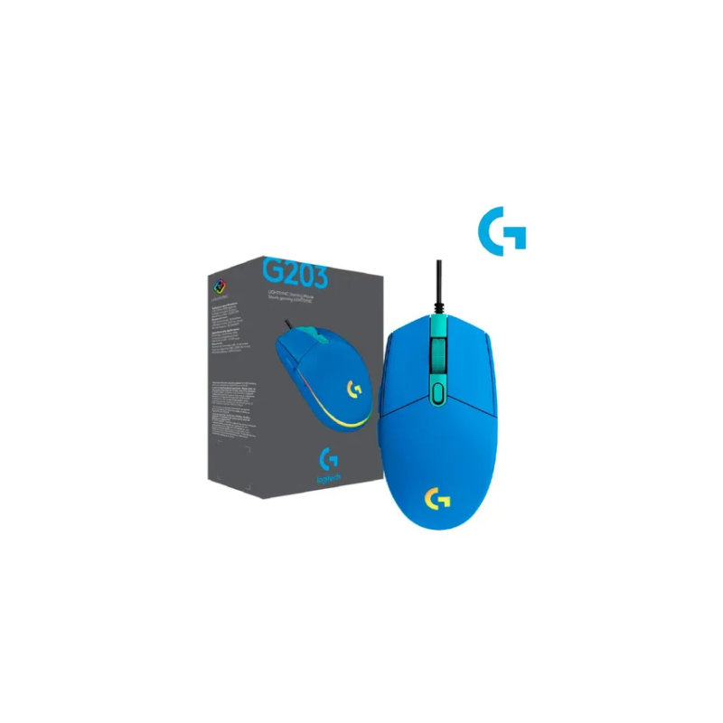 MOUSE LOGITECH G203 LIGHTSYNC OPTICAL 8000 DPI RGB BLUE (910-005792)